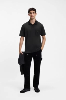 Hugo Cotton Piqué Polo Shirt With Logo Badge