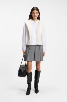 Hugo Cropped Relaxed-fit Blouse In Cotton Poplin