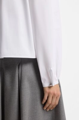 Hugo Cropped Relaxed-fit Blouse In Cotton Poplin