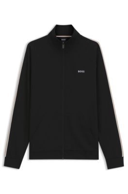 BOSS Cotton Loungewear Jacket With Taped Sleeves