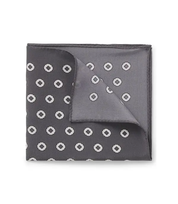 BOSS By Beckham Silk Pocket Square With Digital Print - Grey