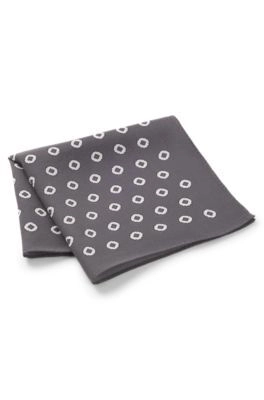 BOSS By Beckham Silk Pocket Square With Digital Print - Grey