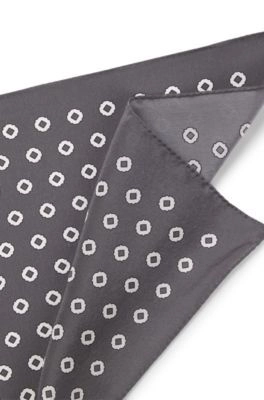 BOSS By Beckham Silk Pocket Square With Digital Print - Grey