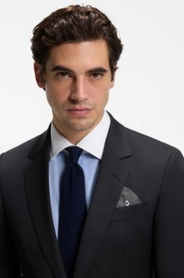 BOSS By Beckham Silk Pocket Square With Digital Print - Grey