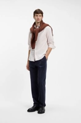 BOSS Regular-fit Shirt In Cotton Baby Corduroy - White