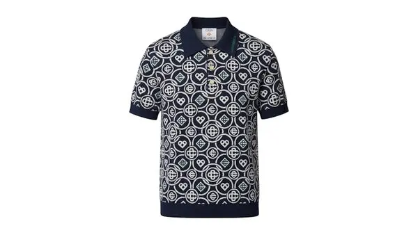 Casablanca Monogram Polo Shirt - Navy Blue