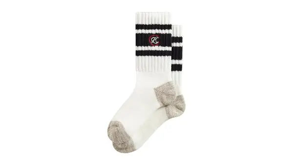 Kith Script K Laurel Stripe Cotton Chunky Crew Socks - White