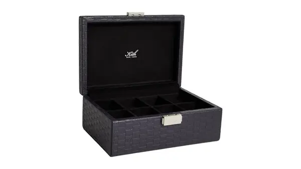 Kith Monogram Tumbled Saffiano Leather Watch Box - Ink