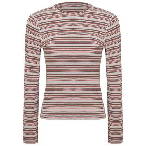 24/7 Striped V-neck Long Sleeve Tee65% Cotton, 30% Polyester - Olive