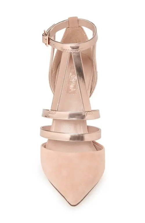 Topshop Geneva' Strappy Mixed Media Pump