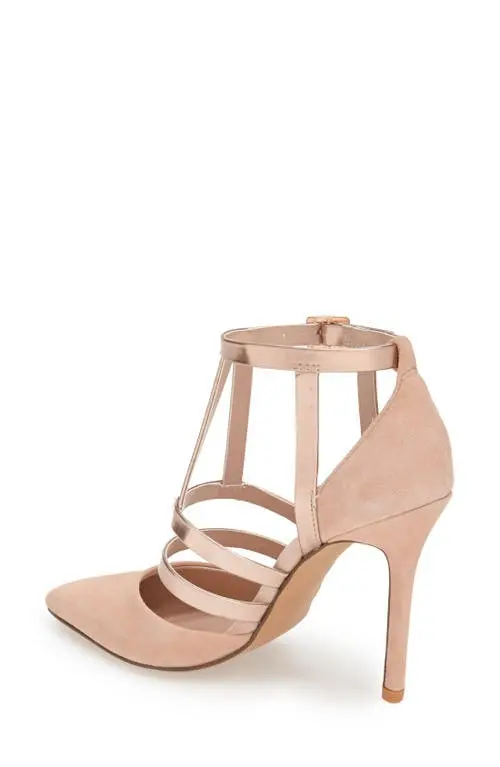 Topshop Geneva' Strappy Mixed Media Pump