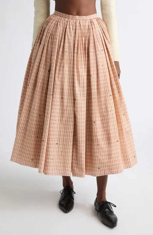 MERUERT TOLEGEN Plaid Cotton Midi Skirt