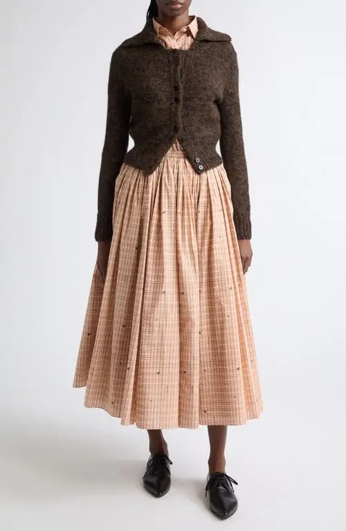 MERUERT TOLEGEN Plaid Cotton Midi Skirt