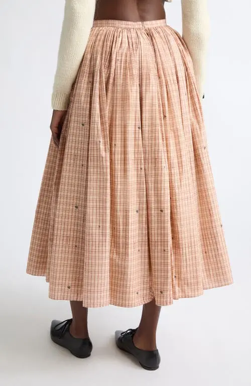 MERUERT TOLEGEN Plaid Cotton Midi Skirt