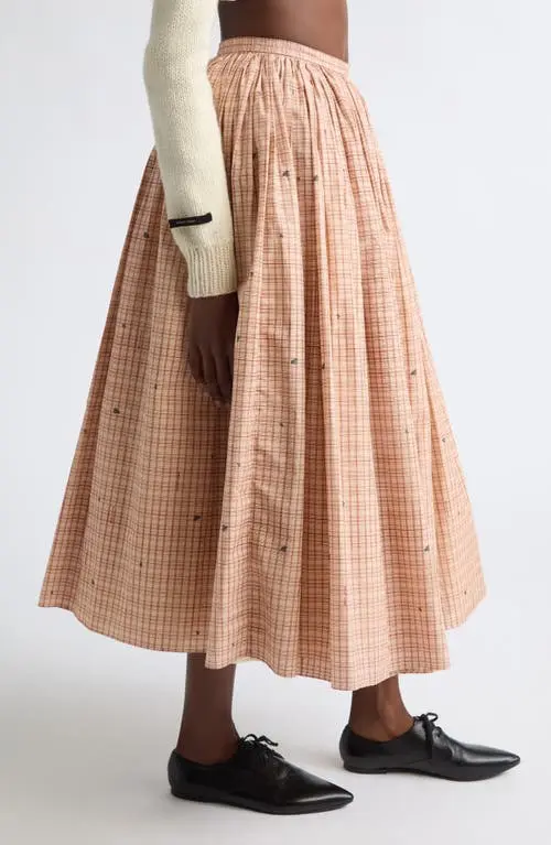 MERUERT TOLEGEN Plaid Cotton Midi Skirt