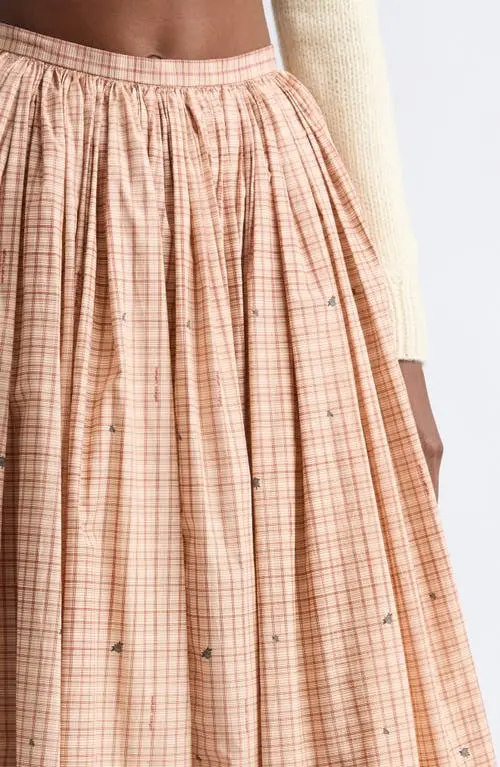 MERUERT TOLEGEN Plaid Cotton Midi Skirt