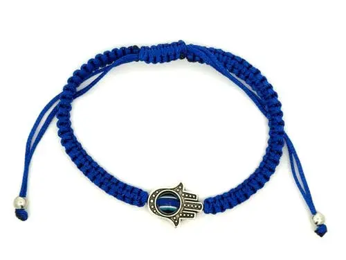 GEMINI JEWELRY Blue Evil Eye Hamsa Braided Adjustable Bracelet