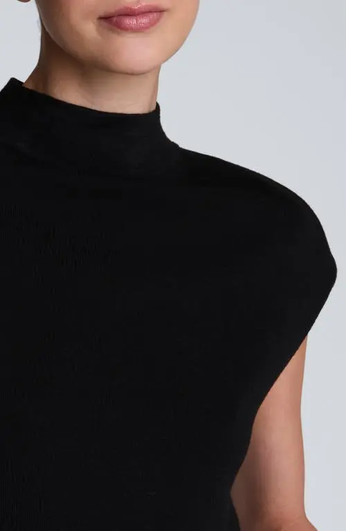 KENNETH COLE Asymmetrical Mock Neck Sweater - Black