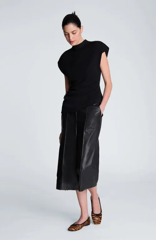 KENNETH COLE Asymmetrical Mock Neck Sweater - Black
