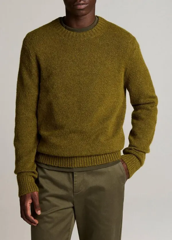 Vince Mottled Marl Crew Neck Sweater - Winter Moss