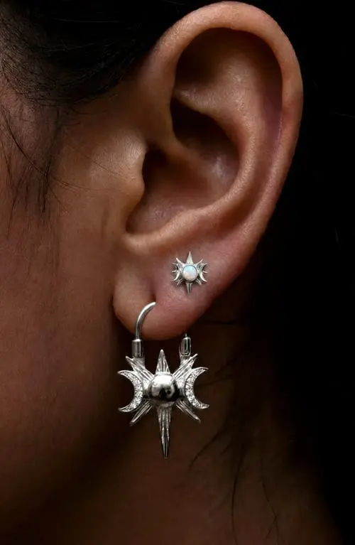AWE INSPIRED Opal Triple Moon Stud Earrings