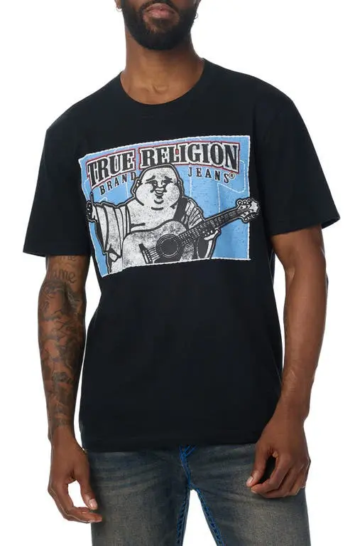 True Religion Stitched Block Buddha Graphic T-shirt - Jet Black