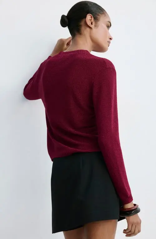 Mango Metallic Fine Knit Crewneck Sweater - Strawberry