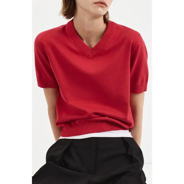 Mango V-neck Sweater - Red
