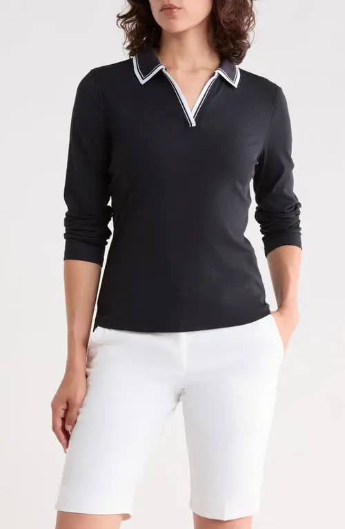 G/fore Johnny Collar Rib Performance Long Sleeve Polo