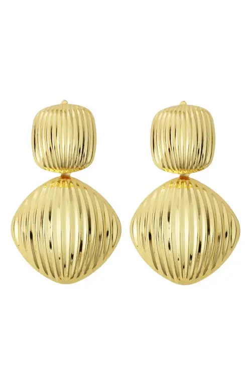 PANACEA Textured Double Circle Drop Earrings - Gold