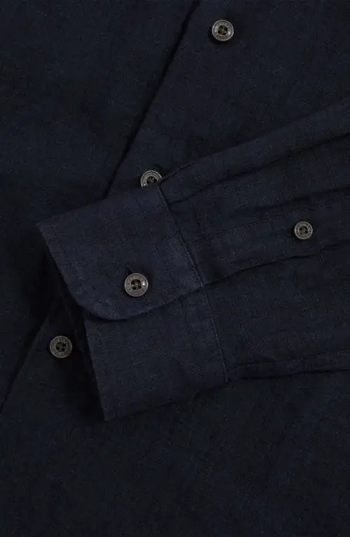 REISS Ruban Linen Button-up Shirt - Navy