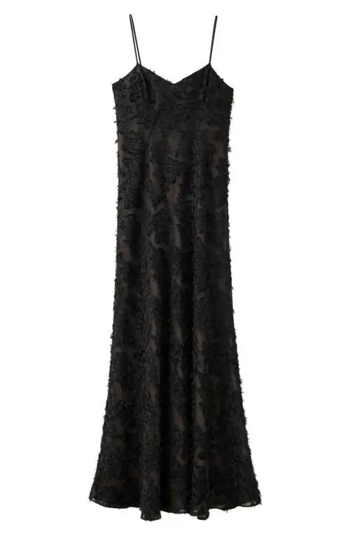 Mango Floral Appliqué Semisheer Dress - Black