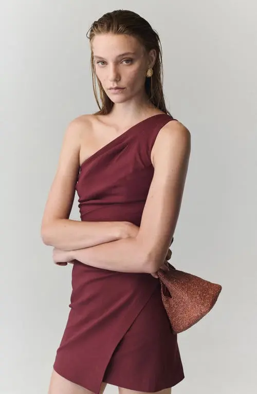 Mango Pleated Asymmetric One-shoulder Dress