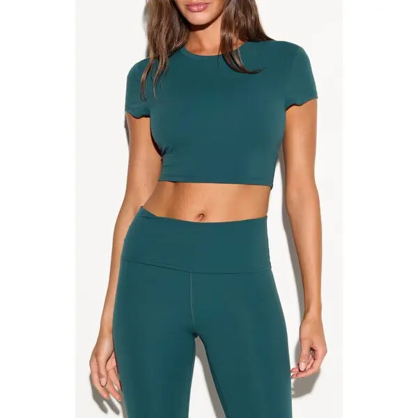 Spiritual Gangster Huntley Performance Cropped T-shirt - Evergreen