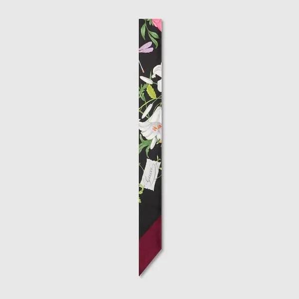 Gucci Printed Silk Twill Ribbon - Black