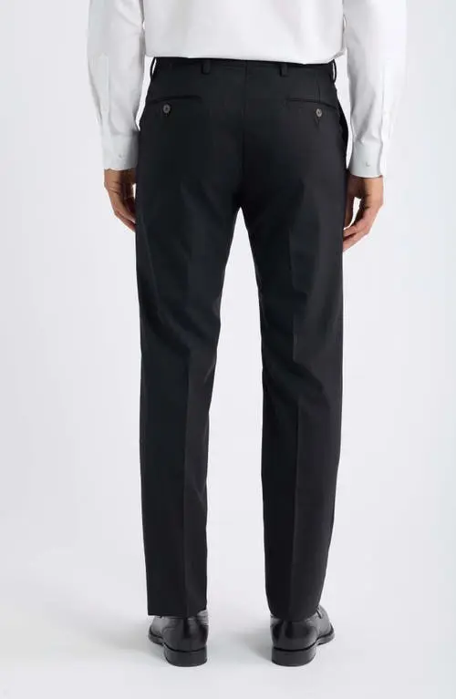 Berle Flat Front Tropical Weight Stretch Wool Dress Pants - Black