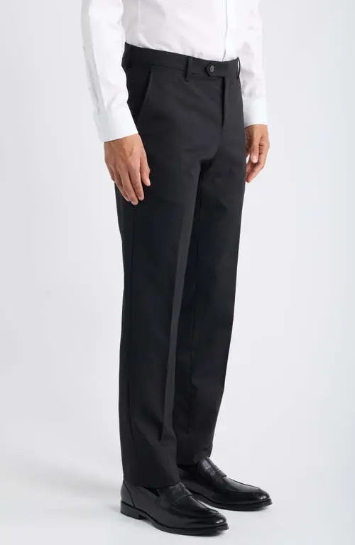 Berle Flat Front Tropical Weight Stretch Wool Dress Pants - Black