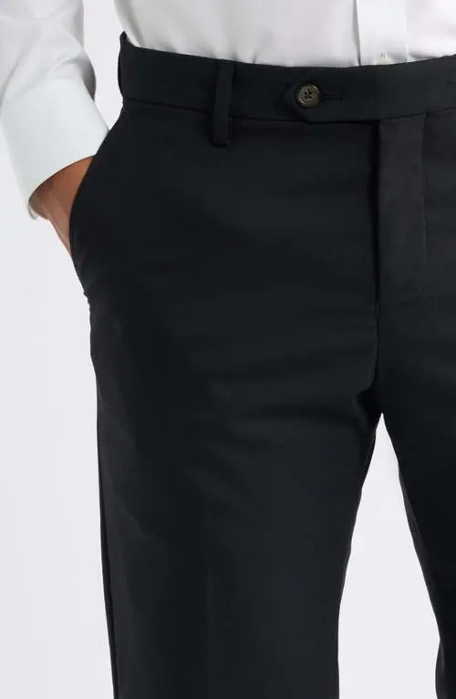 Berle Flat Front Tropical Weight Stretch Wool Dress Pants - Black