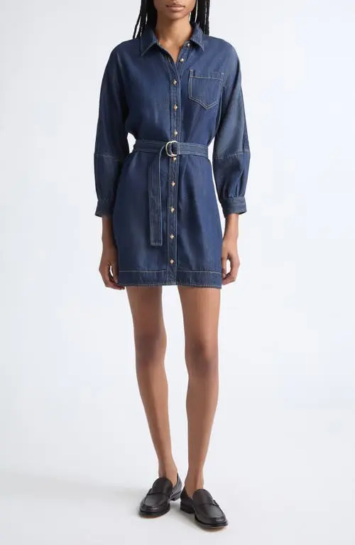 Cinq À Sept Leona Belted Denim Shirtdress - Mer