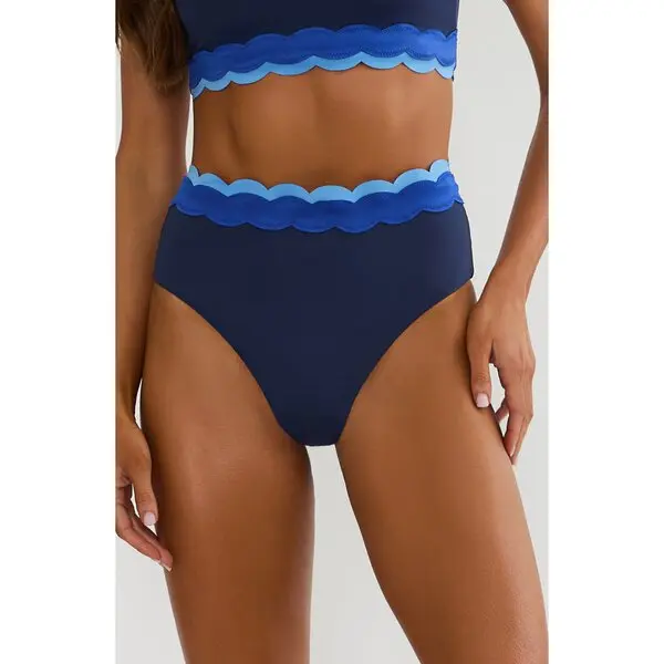 Beach Riot Harriet High Waist Bikini Bottoms - Bluebell Colorblock