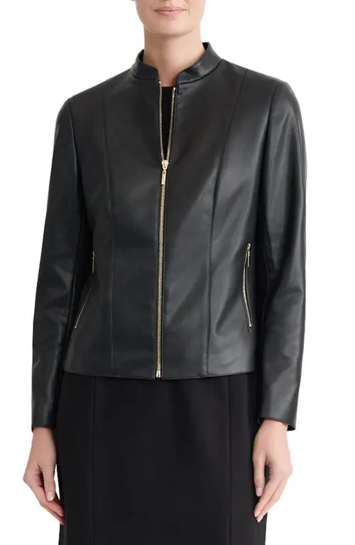 KASPER Faux Leather Zip-up Jacket
