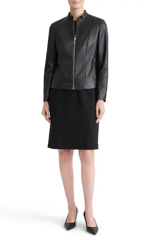 KASPER Faux Leather Zip-up Jacket