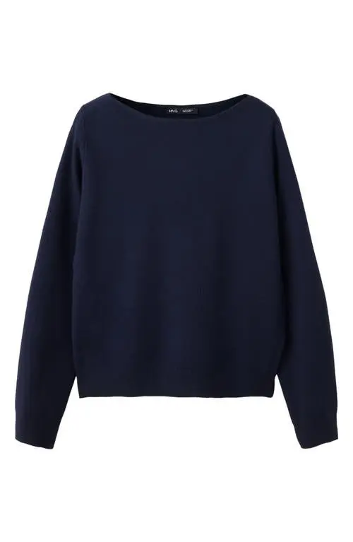 Mango Boat Neck Sweater - Navy