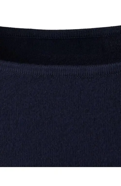 Mango Boat Neck Relaxed Fit Sweater - Navy