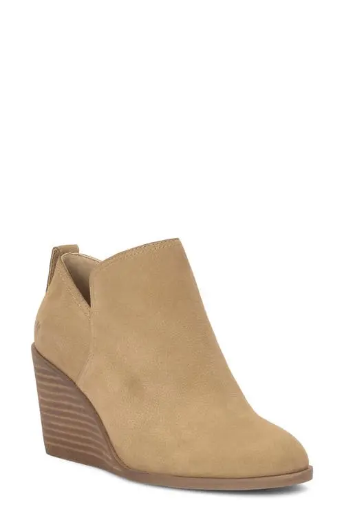 Lucky Brand Zinlay Leather Wedge Bootie - Mdbeige 01