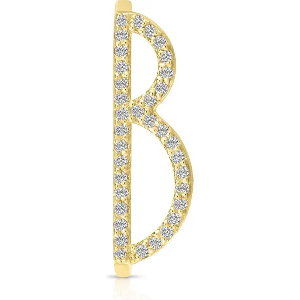 KWIT Pavé White Diamond Initial Ring In 14k Yellow Gold - Letter I