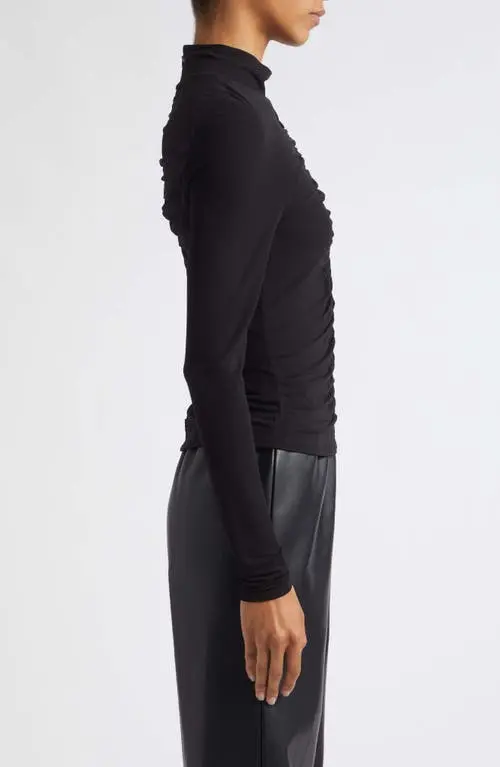 TOCCIN Angela Ruched Mock Neck Top