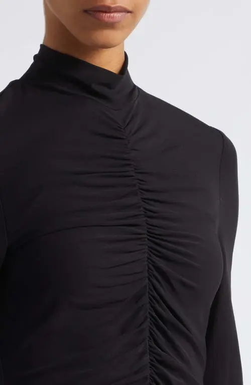 TOCCIN Angela Ruched Mock Neck Top