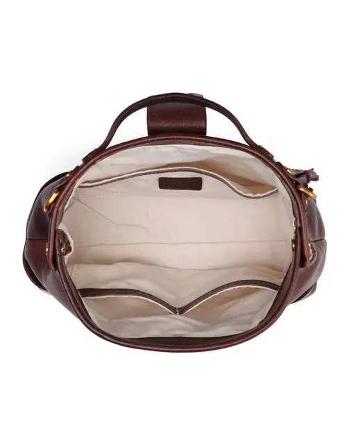 OLD TREND Romani Genuine Leather Compact Doctor Crossbody Bag - Brown