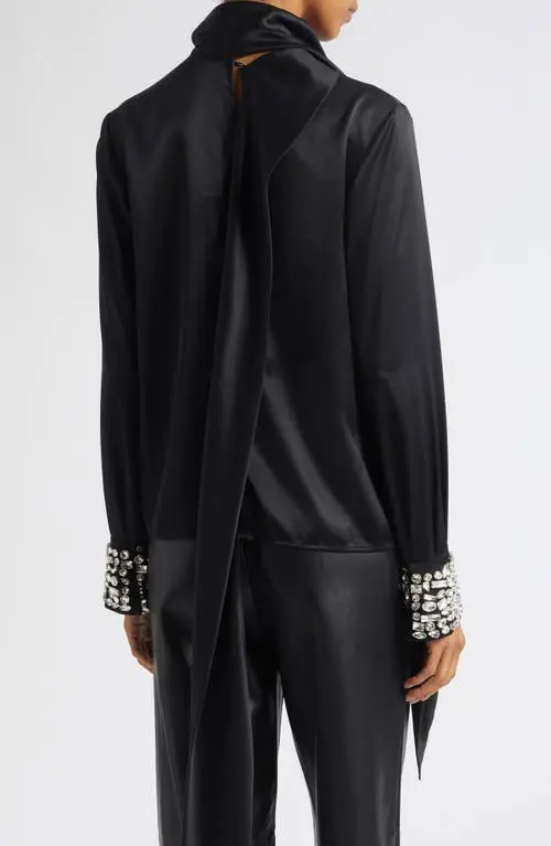 TOCCIN Veronica Long Sleeve Top With Embellished Cuffs - Jet